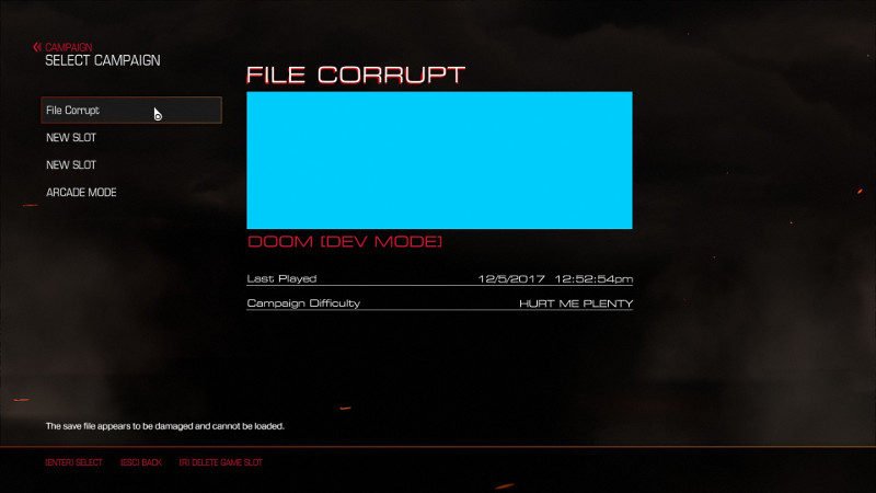 Doom 2016 Save File is Corrupt After Power Outage